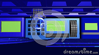 Virtual Tv Studio With Abstract Background And Transparent Sphere Blue ...