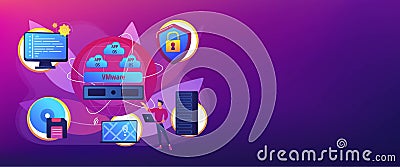 Virtualization Technology Concept Banner Header Vector Illustration ...