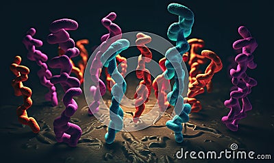 Virus Chromosome Under Microscope Lens Creating Using Generative AI ...