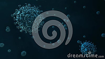 Virus on Dark Blue Background Stock Video - Video of animation, danger ...