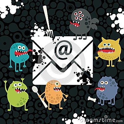 Virus Monsters In The Email Letter. Vector Illustration | CartoonDealer ...