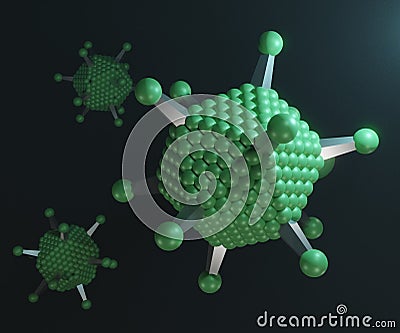 Virus Polyhedral Morphology With Single Stranded DNA On The Black Background Stock Photography ...