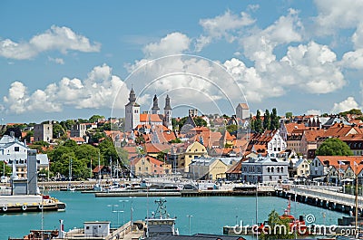 Middeleeuwse Hanse-stad Visby Op Gotland Stock Afbeelding - Image of ...