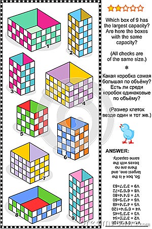 Visual Math Puzzle Or Problem, Container Capacity Themed Vector ...