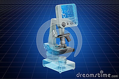 Visualization 3d Cad Model Of Digital Microscope, Blueprint. 3D ...