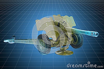 Visualization 3d Cad Model Of Howitzer, Military Engineering Concept ...