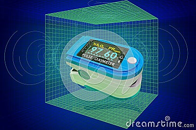 Visualization 3d Cad Model Of Pulse Oximeter Fingertip, Blueprint. 3D ...