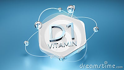 Vitamin D1 Symbol On A Hexagon With Orbits, Floating Atoms And ...