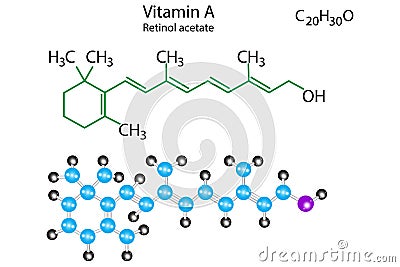 Vitamin A Molecule Structure. Retinol Acetate Skeletal Formula ...