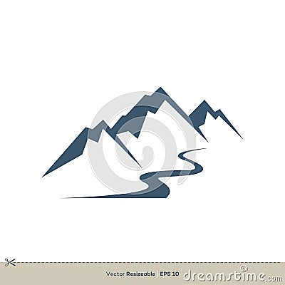 Set of Volcano Mountain Logo, Symbol and Icon of Volcano Mountain Stock ...