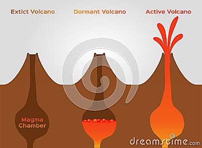 Volcano Stage Infographic / Extinct Dormant And Active Volcano /vector ...