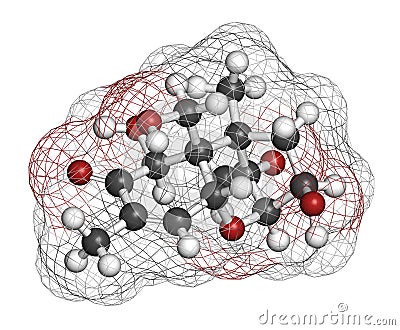 Vomitoxin (deoxynivalenol, DON) Mycotoxin Molecule. 3D Rendering. Atoms ...