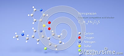 Vonoprazan Molecule, Molecular Structures, Voquezna, 3d Model ...
