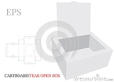 Tear Open Box Template With Die Cut Lines. Vector With Die Cut / Laser ...