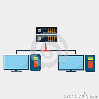 Vps With Computer For Network Infrastructure Concept Isolated Vector ...