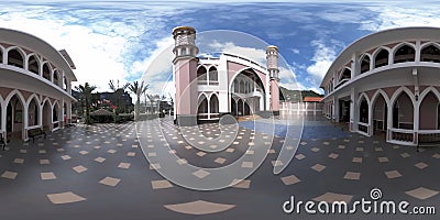 360 VR Exterior of Internal Square in Mosque with Islamic Muslim ...