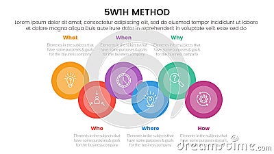5W1H Problem Solving Method Infographic 6 Point Stage Template With Big ...