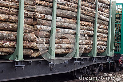 Wagons Loaded With Tree Trunks. Transport Logging And Forestry Industry ...