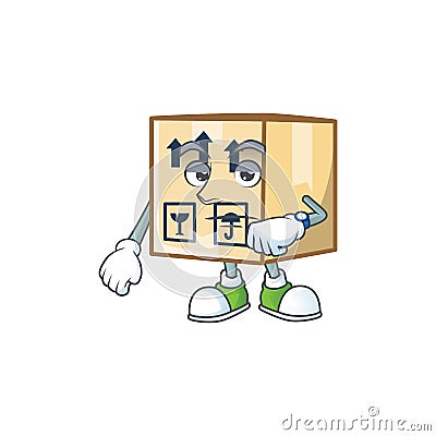 Waiting Cardboard Close Square In Character Mascot Vector Illustration ...