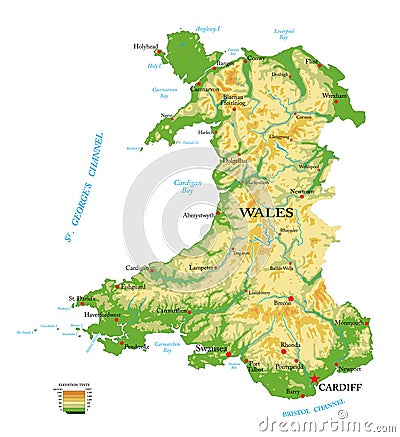 Wales Highly Detailed Physical Map Cartoon Vector | CartoonDealer.com ...