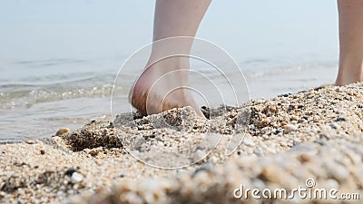 Walk Along the Beach. Legs Close Up. Slow Motion Stock Video - Video of ...