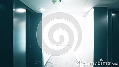 POV Walk Along Generic Modern Hotel Hallway Stock Video - Video of ...