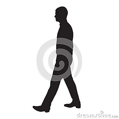Walking Man Profile, Side View, Silhouette Vector Illustration ...