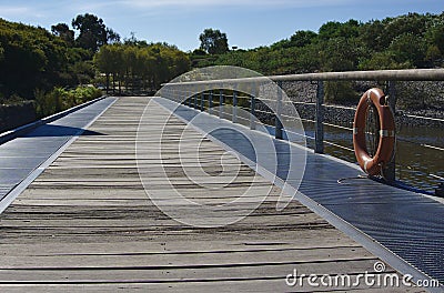 Wooden Walking Path In Bridge Across Lake Royalty-Free Stock ...