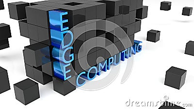 Wall Of Black Cubes Holding The Word Edge Computing Stock Illustration ...