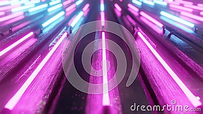 A Wall of Many Neon Lights. Multi-colored Neon Light Switching. Camera ...