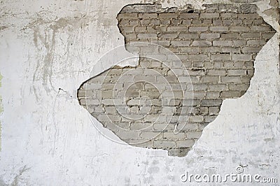 Wall With Partially Removed Plaster In The Form Of Figured Drawing Of A ...