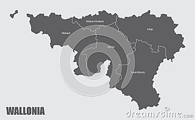 Wallonia Administrative Map Cartoon Vector | CartoonDealer.com #247285985
