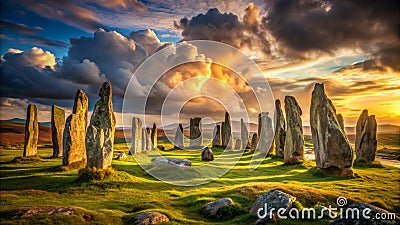 A Wallpaper Showcasing Massive Stone Structures Stock Photography ...