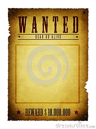 Most Wanted Poster $1000 Dollar Reward. A4 Sheet Proportions Stock ...