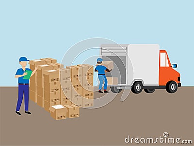 Warehouse Inspector Holding A Clipboard, Checking Package Details For ...