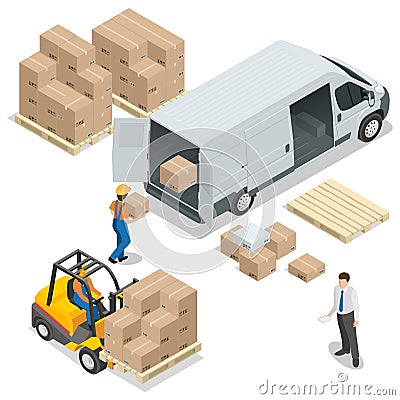 Warehouse. Loading And Unloading From Warehouse Stock Vector - Image ...