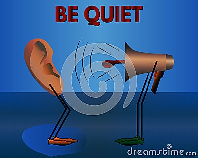 Warning: Be Quiet. Vector Cartoon. Stock Vector - Image: 53346593