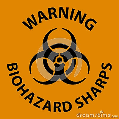 Warning Biohazard Label, Biohazard Sharps Cartoon Vector ...