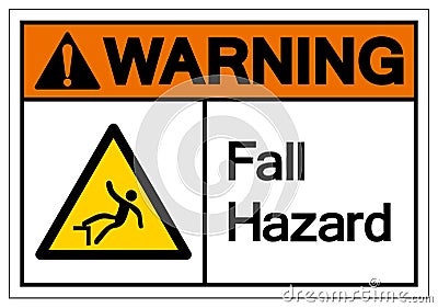 Warning Fall Hazard Symbol, Vector Illustration, Isolate On White ...