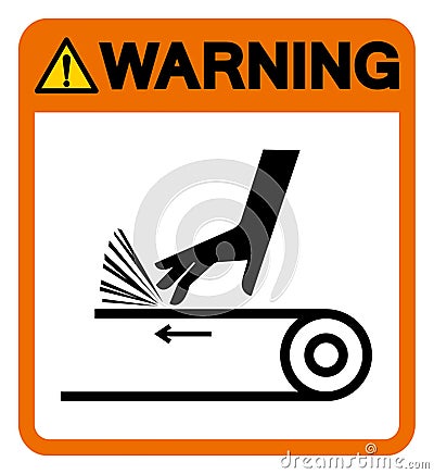 Warning Hand Abrasion Belt Drive Symbol Sign, Vector Illustration ...