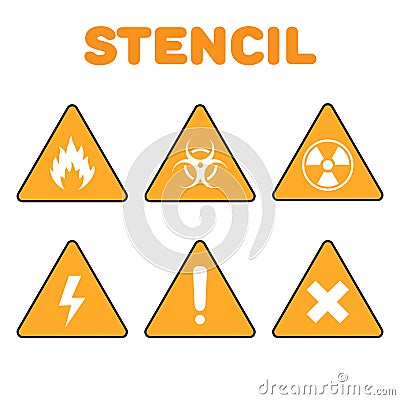 Warning And Hazard Symbols On Yellow Triangles Vector Collection ...