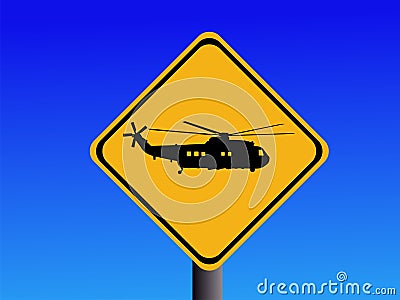 Warning Helicopter Sign Cartoon Vector | CartoonDealer.com #3075517