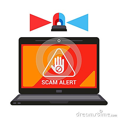 Warning On Laptop Screen Scam Alert. Cartoon Vector | CartoonDealer.com ...