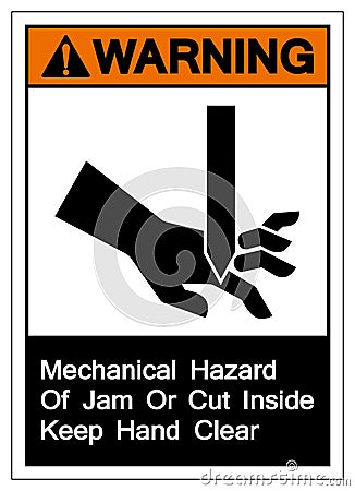 Warning Mechanical Hazard Of Jam Or Cut Inside Keep Hand Clear Symbol ...