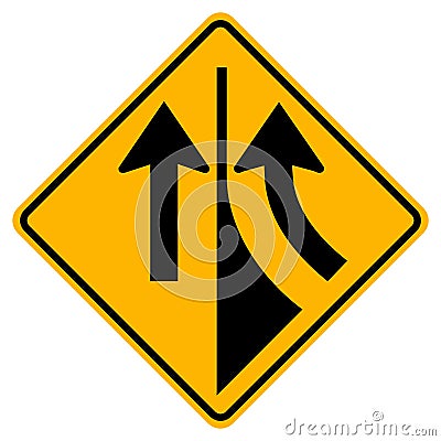 Warning Road Sign Merging From The Right,Vector Illustration, Isolate ...