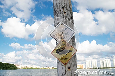 Warning Sign Of Alligators In Cancun Royalty-Free Stock Image ...