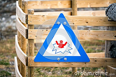 Warning Sign With Person Falling Into River Stock Photo | CartoonDealer ...
