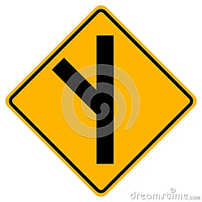 Warning Signs Skewed Side Road Junction On Left On White Background ...