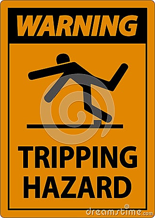Warning Tripping Hazard Sign On White Background Vector Illustration ...