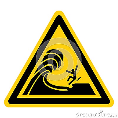 Warning Waves Break On Ledge Stand Back Symbol Sign, Vector ...